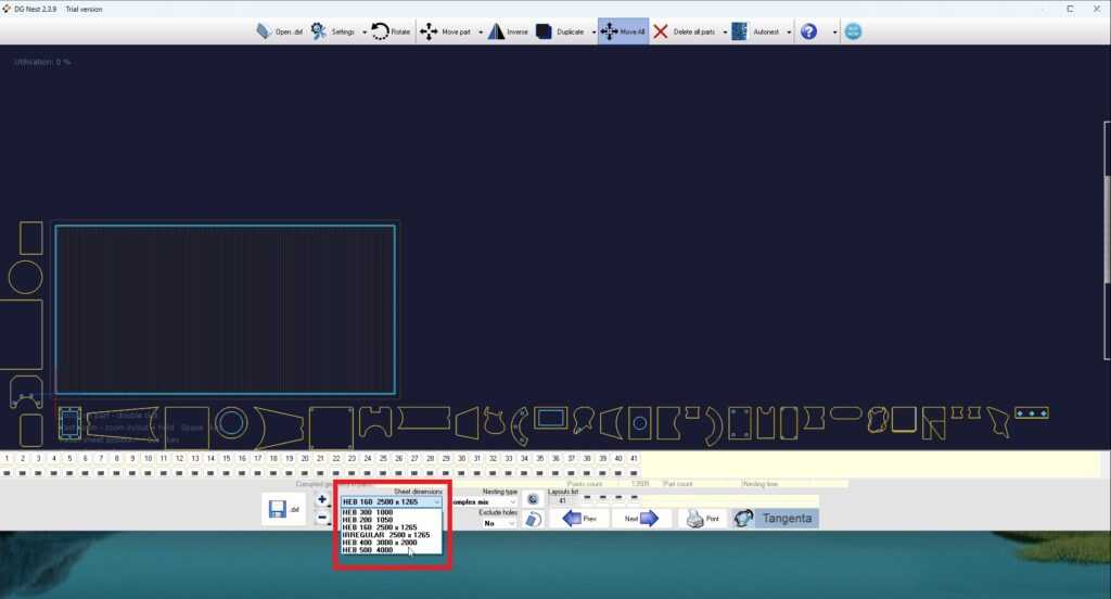 Free 2D Nesting Software with Budget Automatic Mode