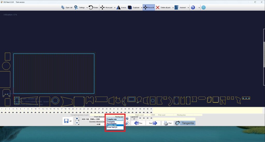 Free 2D Nesting Software with Budget Automatic Mode